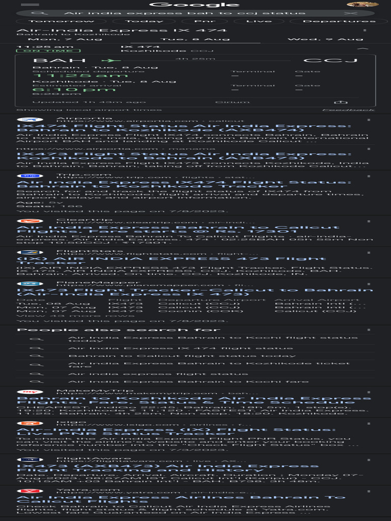 Air India Express Bah To CCJ Status - Google Sear | PDF | Aerospace ...
