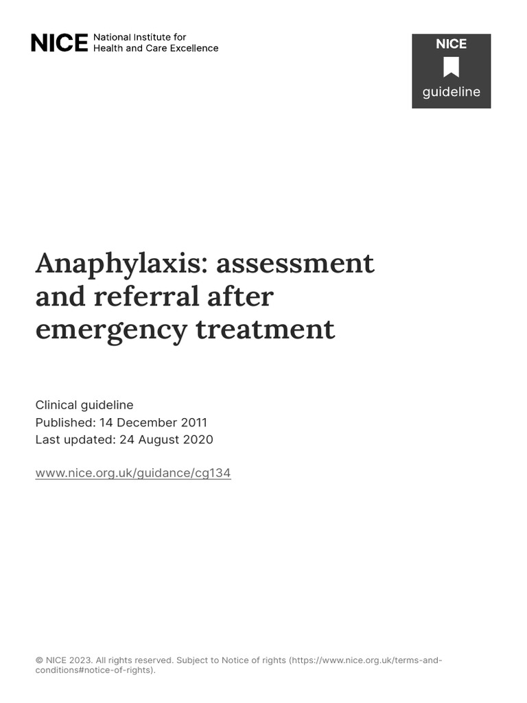 Anaphylaxis Assessment and Referral After Emergency Treatment PDF ...