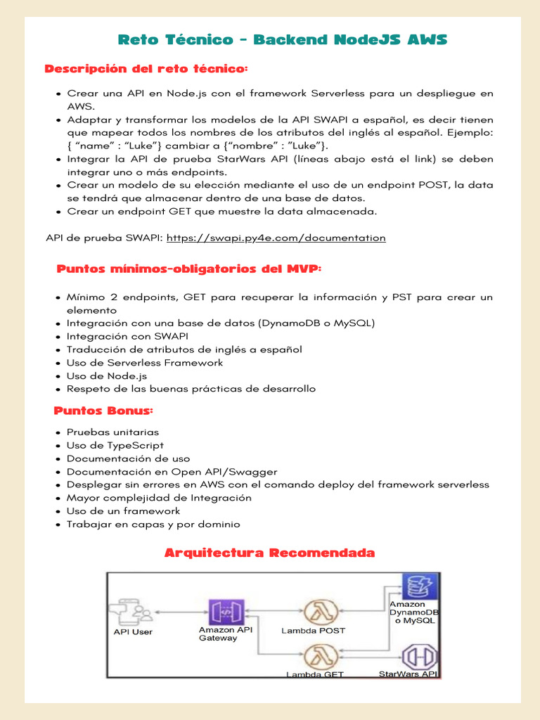 Reto Backend Nodejs Aws | PDF | Informática | Tecnología