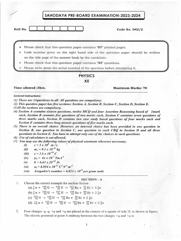 Sahodaya Phy (SET-2) PDF | PDF