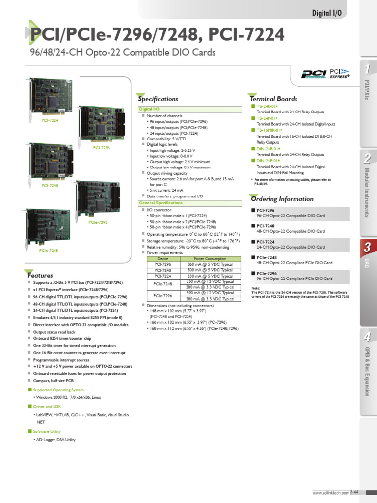 PCIe-7248+7296 Datasheet en 1 | PDF | Computer Architecture | Electrical Engineering