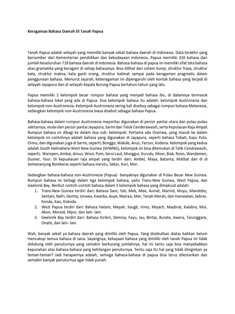 Keragaman Bahasa Papua: 326 Bahasa Daerah | PDF | Seni & Disiplin Bahasa