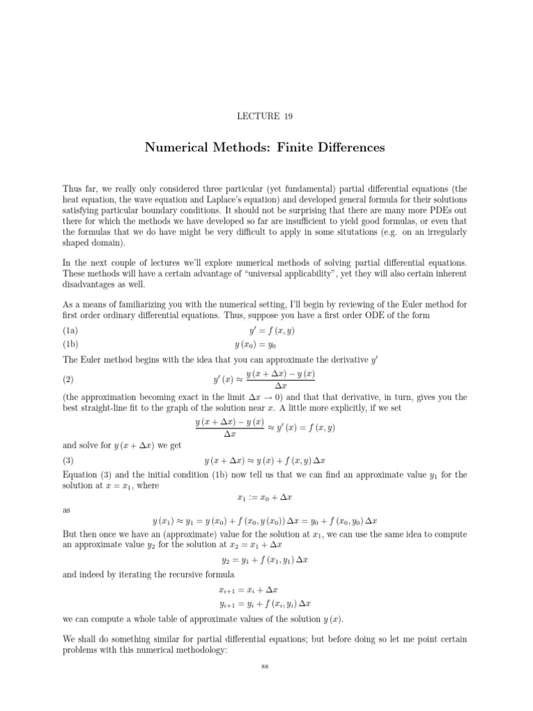 Numerical Methods: Finite Differences | PDF