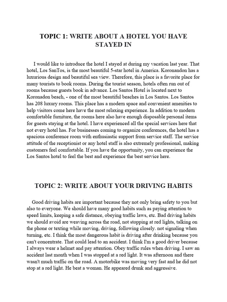 Topic 1+2+3+4 | PDF | Hotel | Healthy Diet Topic 1+2+3+4 | PDF | Hotel | Healthy Diet