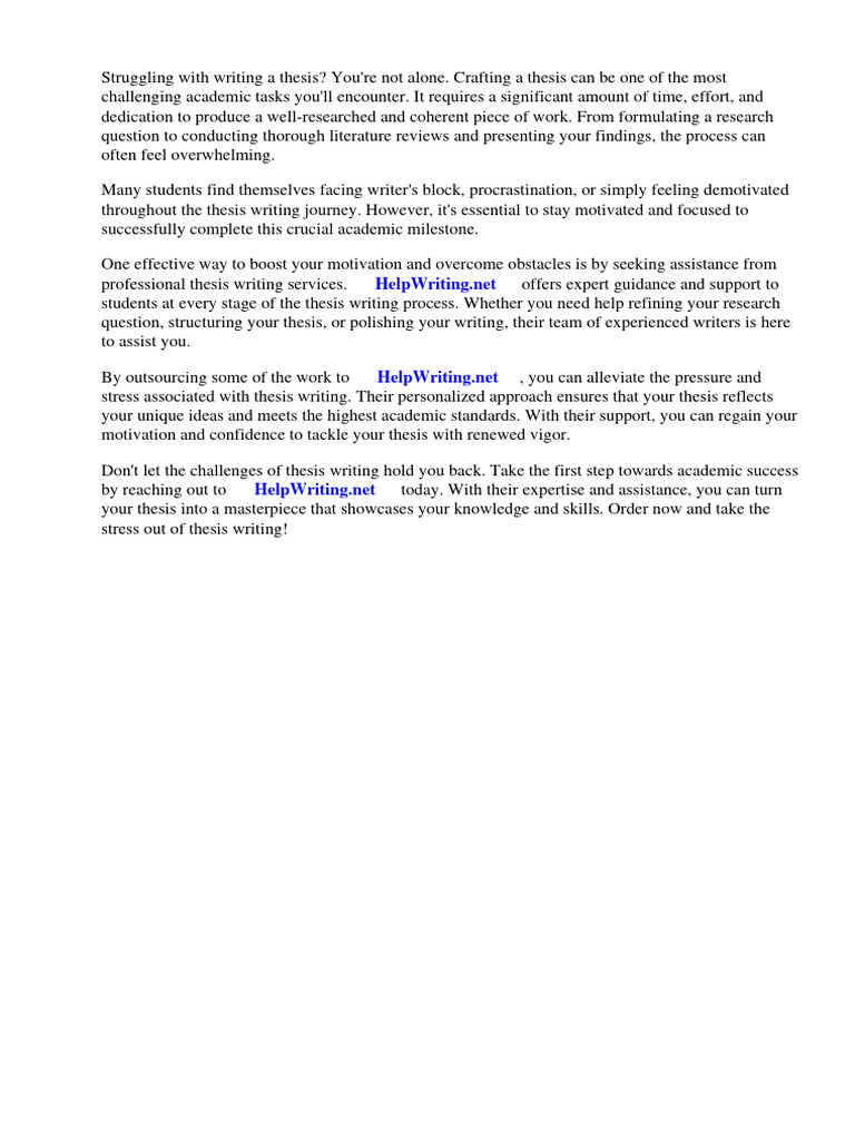 Thesis Writing Motivation | PDF | Motivation | Motivational