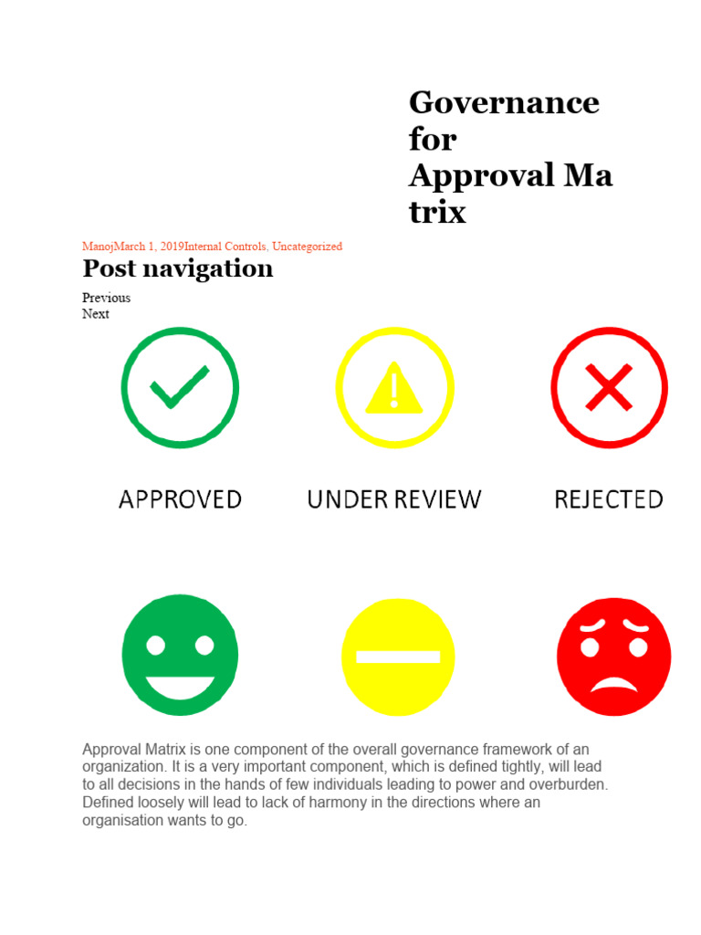 Optimizing Approval Matrix Governance | PDF | Governance | Ratification