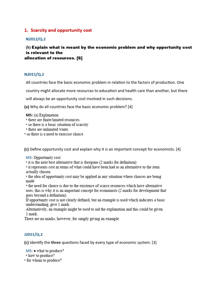 Scarcity and Opportunity Cost | PDF | Opportunity Cost | Economics