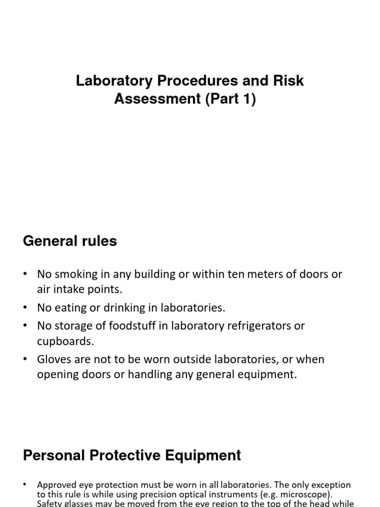 Laboratory Rules and Risk Assessment Part1 | PDF