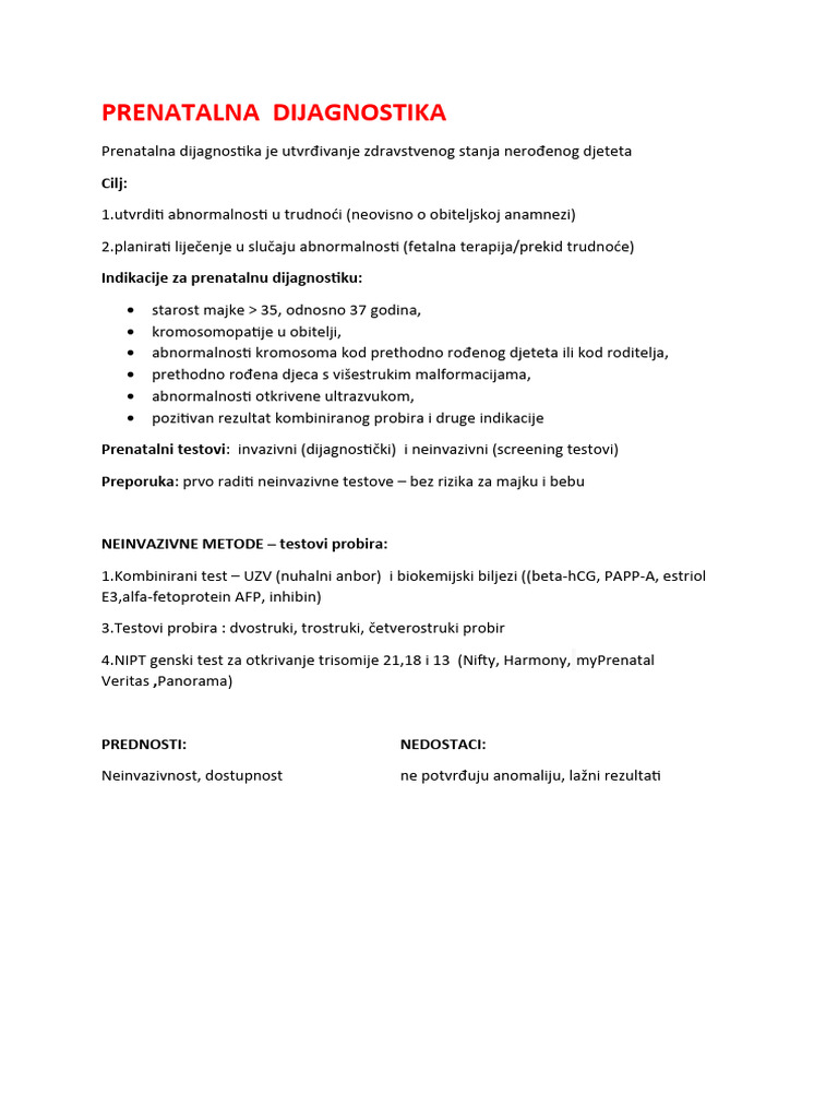 Prenatalna Dijagnostika | PDF