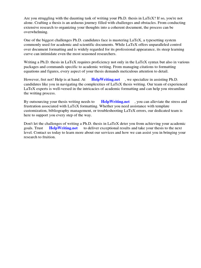 Phd Thesis Writing In Latex Pdf