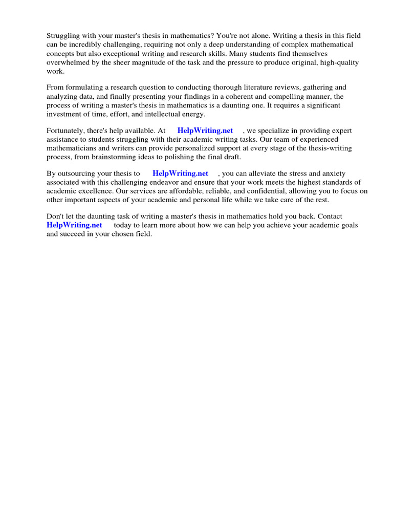 Master Thesis Mathematics PDF | PDF
