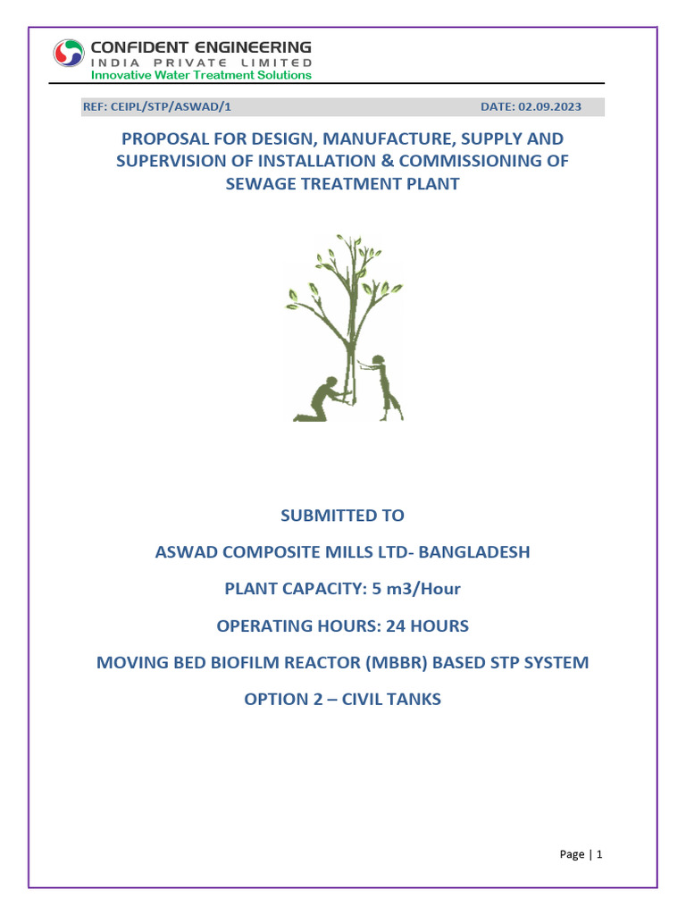 Techno Commercial Offer For 120 Kld Mbbr Based Stp Option 2 Civil