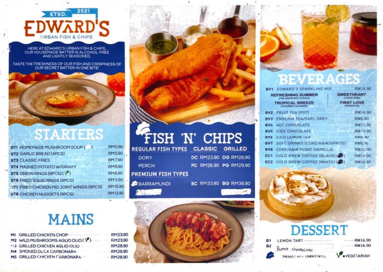Edward's Urban Fish & Chips Menu Oct2023 | PDF