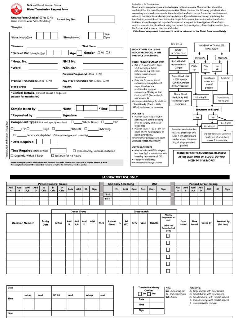 NBS_BloodTransfusionRequestFormv3Aug2021 | PDF