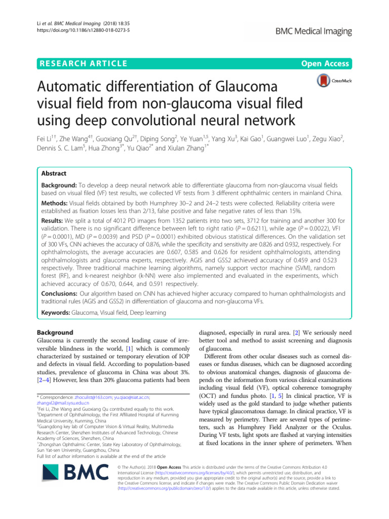 25 Automatic Differentiation of Glaucoma Visual Field From Non-Glaucoma ... 25 Automatic Differentiation of Glaucoma Visual Field From Non-Glaucoma ...
