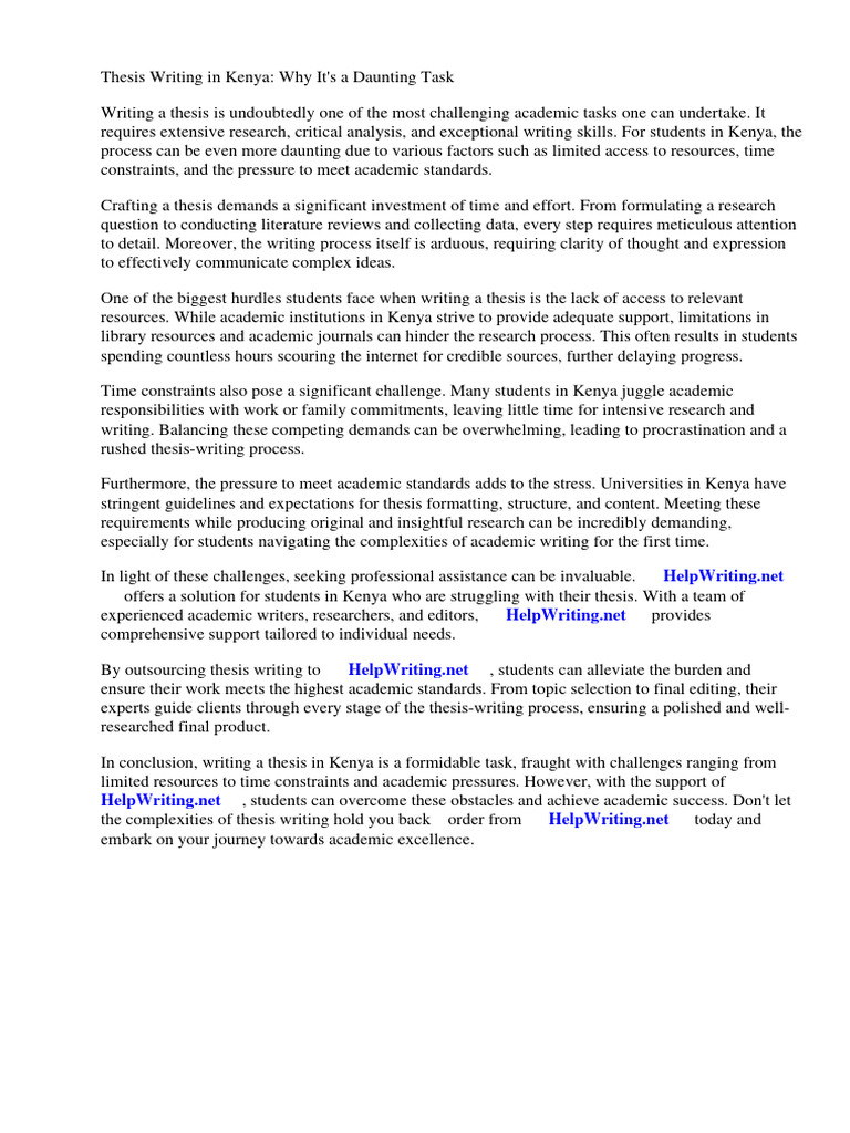 Thesis Writing in Kenya | PDF