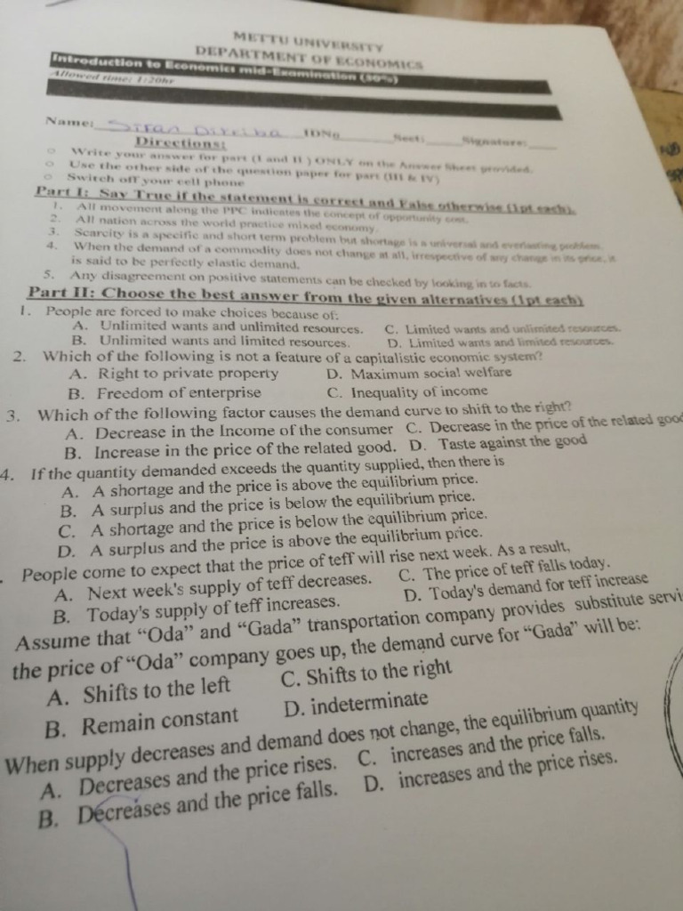 Economics Midterm Exam 9 (MeU) | PDF