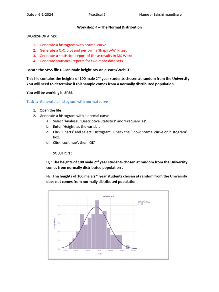 Answer Practical 5a | PDF | Histogram | Normal Distribution