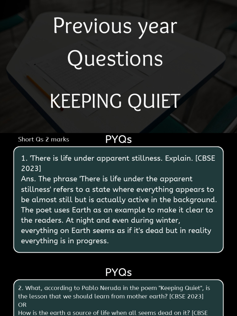 KEEPING QUIET Pyqs | PDF
