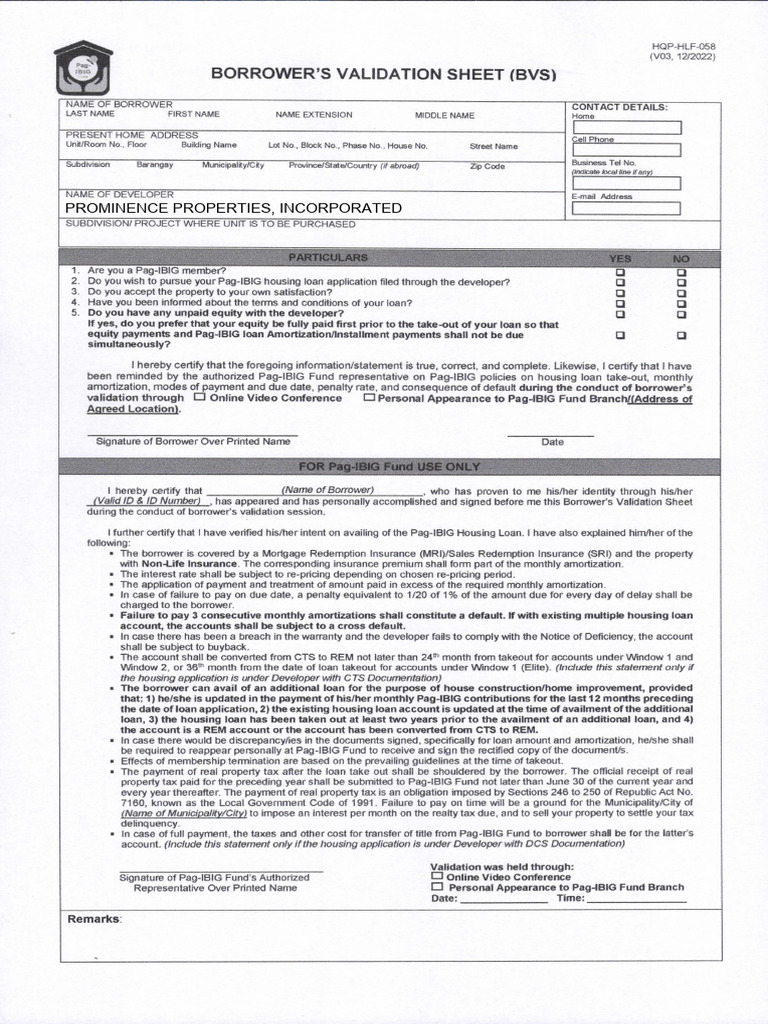 BVS Form | PDF