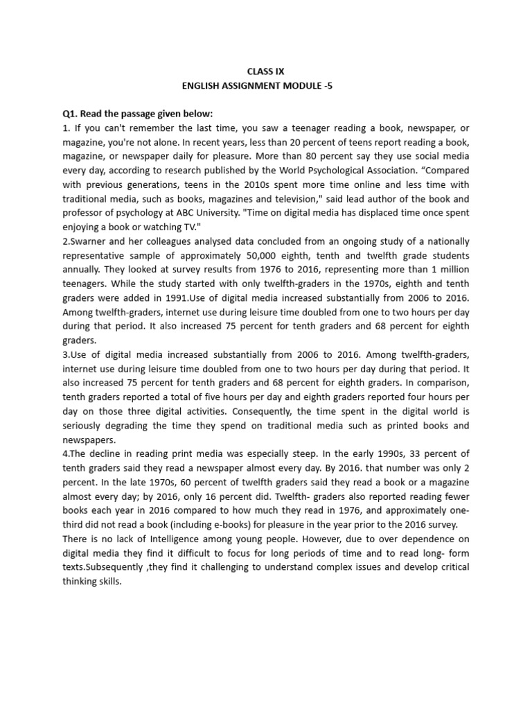 ENGLISH MODULE IX | PDF | Adolescence | Books