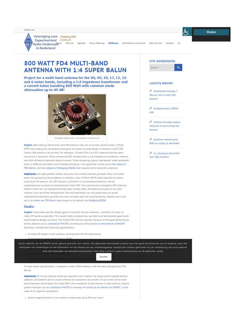 THOM, PA9T - 800 Watt FD4 Multi-Band Antenna With 1 - 4 Super Balun | PDF