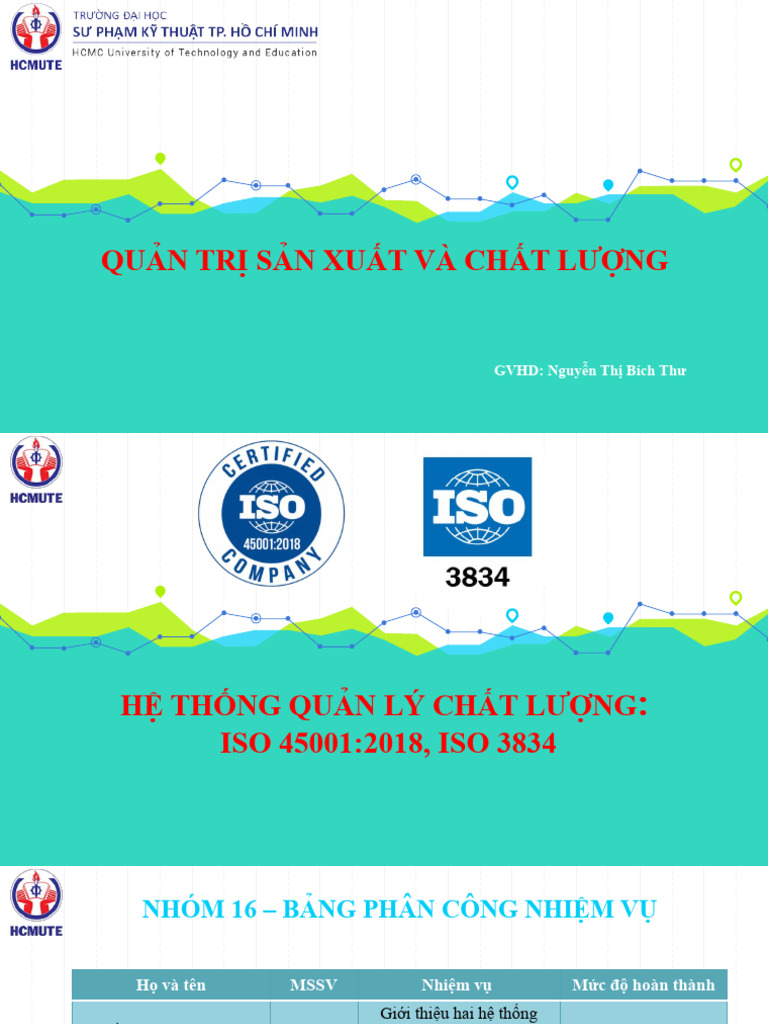 Nhóm 16_Hệ Thống Quản Lí Chất Lượng ISO 45001.2018 , IsO 3834 | PDF