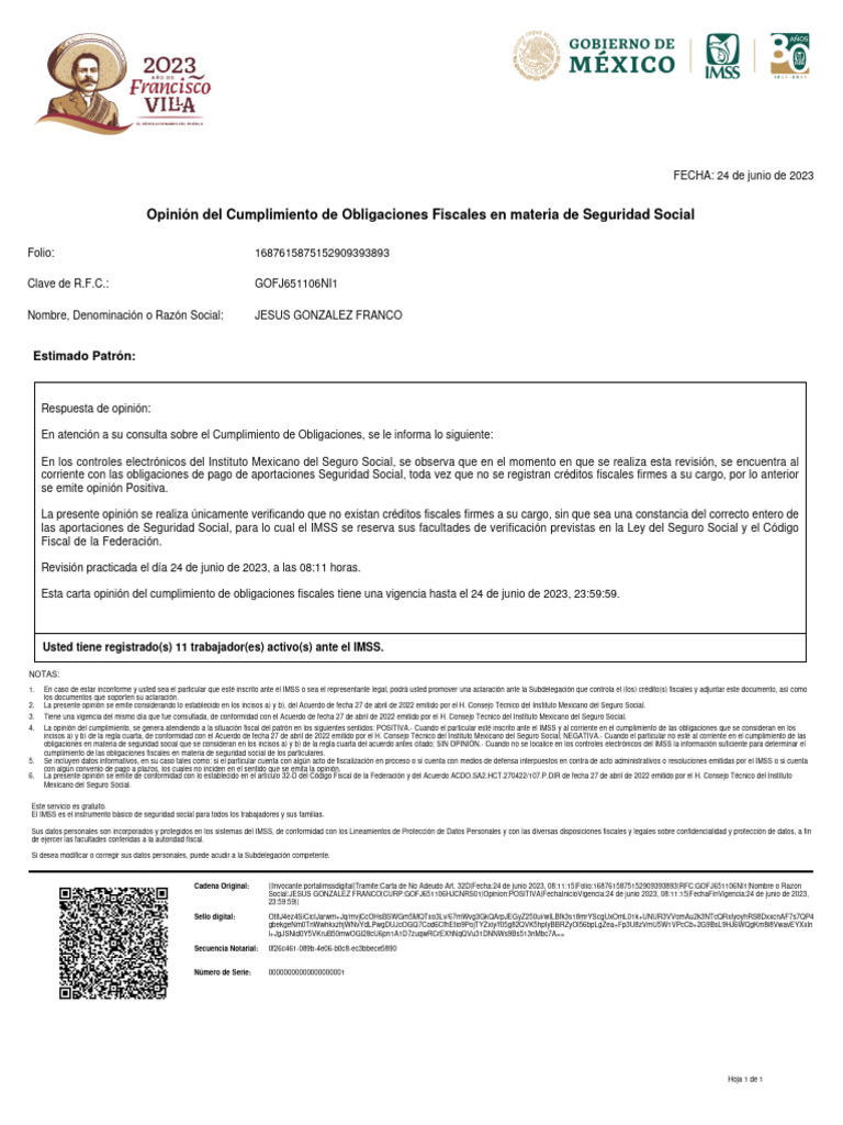 Opinion de Cumplimiento Imss Jesus | Descargar gratis PDF | Bienestar ... Opinion de Cumplimiento Imss Jesus | Descargar gratis PDF | Bienestar ...