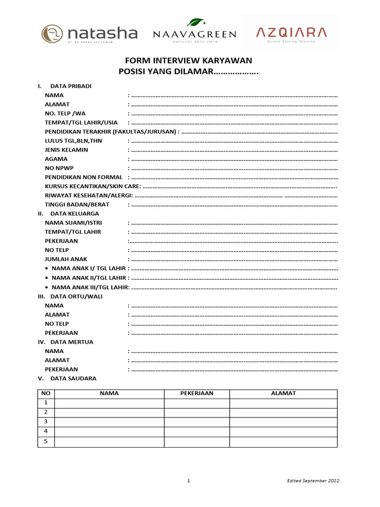 Form Isian Biodata NEW-PROFESI | PDF