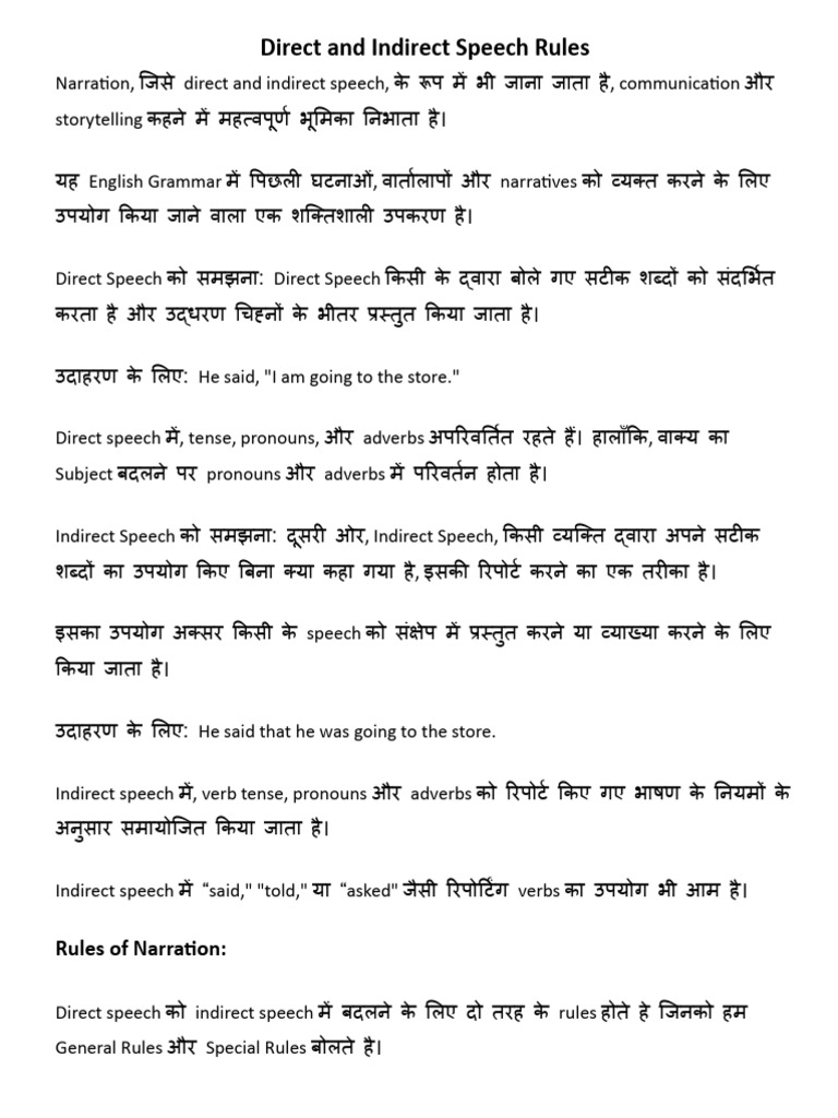 Direct and Indirect Speech Rules | PDF