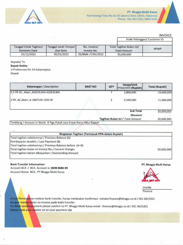 Invoice Pembelian AC | PDF