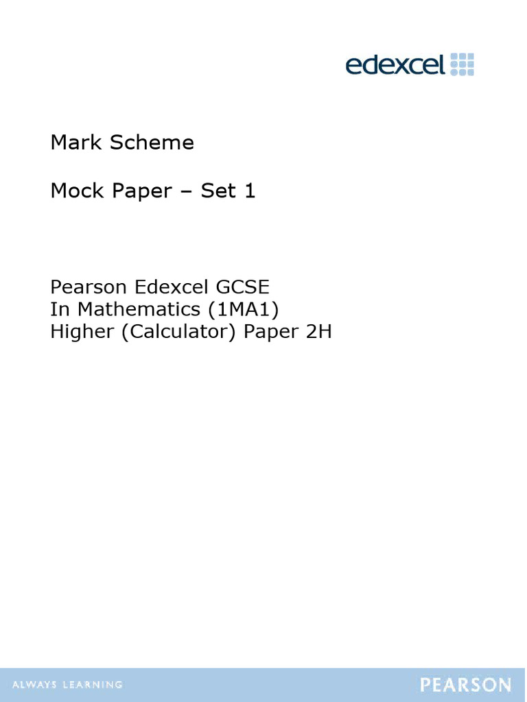Mock Paper 1 Paper 2 Mark Scheme Higher | PDF | Mathematics