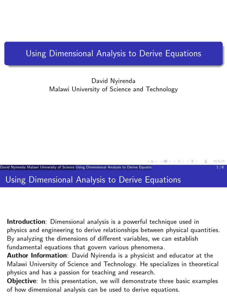 Introduction to Dimensional Analysis IV | PDF | Equations | Physical Quantities