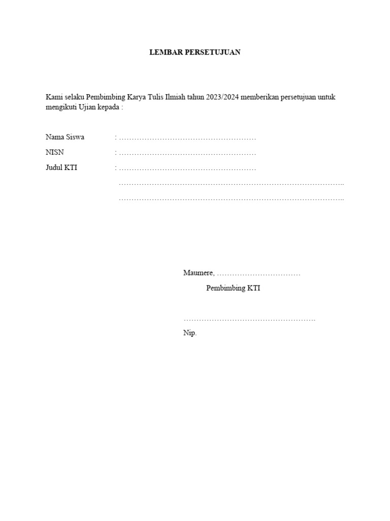 Persetujuan Ujian KTI 2023/2024 | PDF