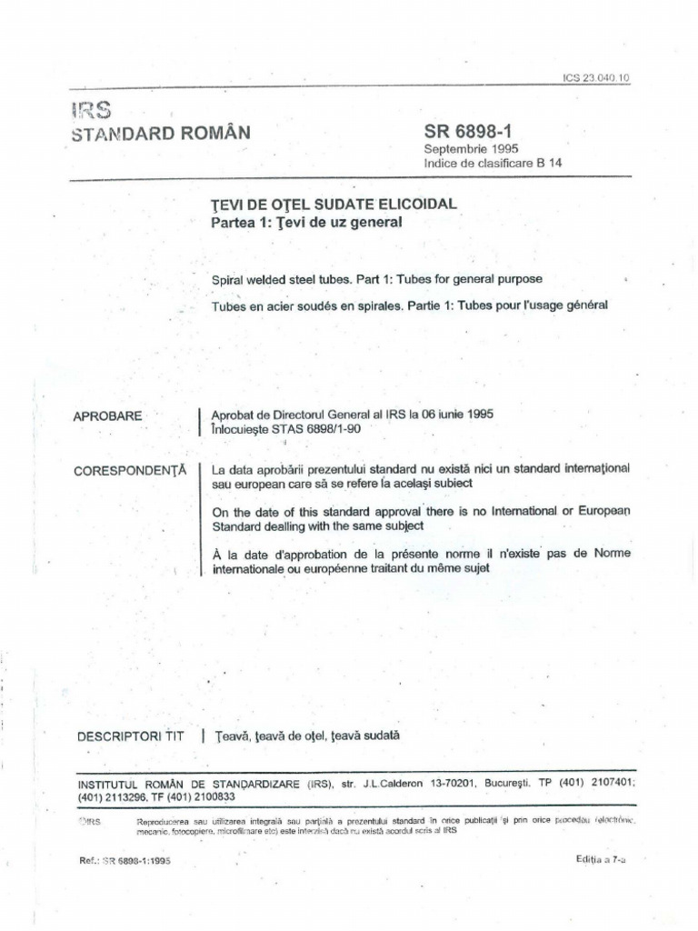 SR 6898-1 Tevi de Otel Sudate Elicoidal | PDF