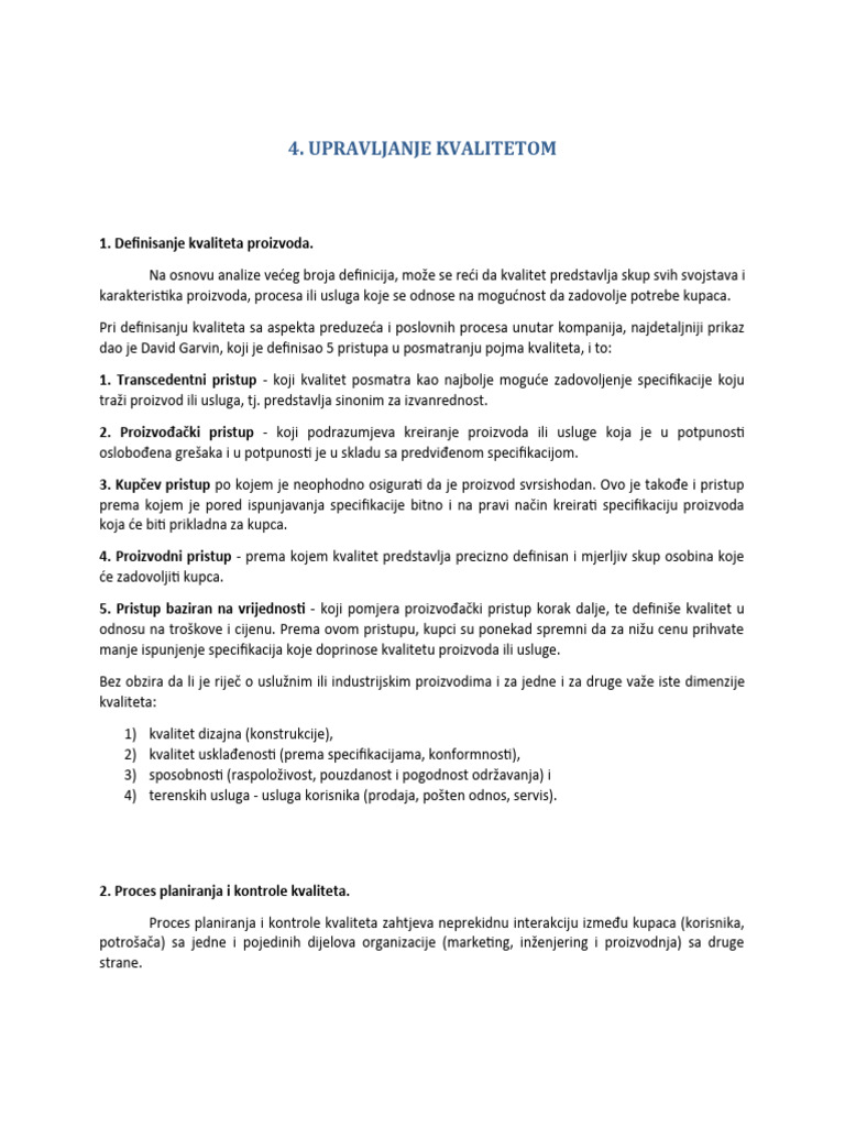 Upravljanje Kvalitetom I 5. Izbor Procesa | PDF