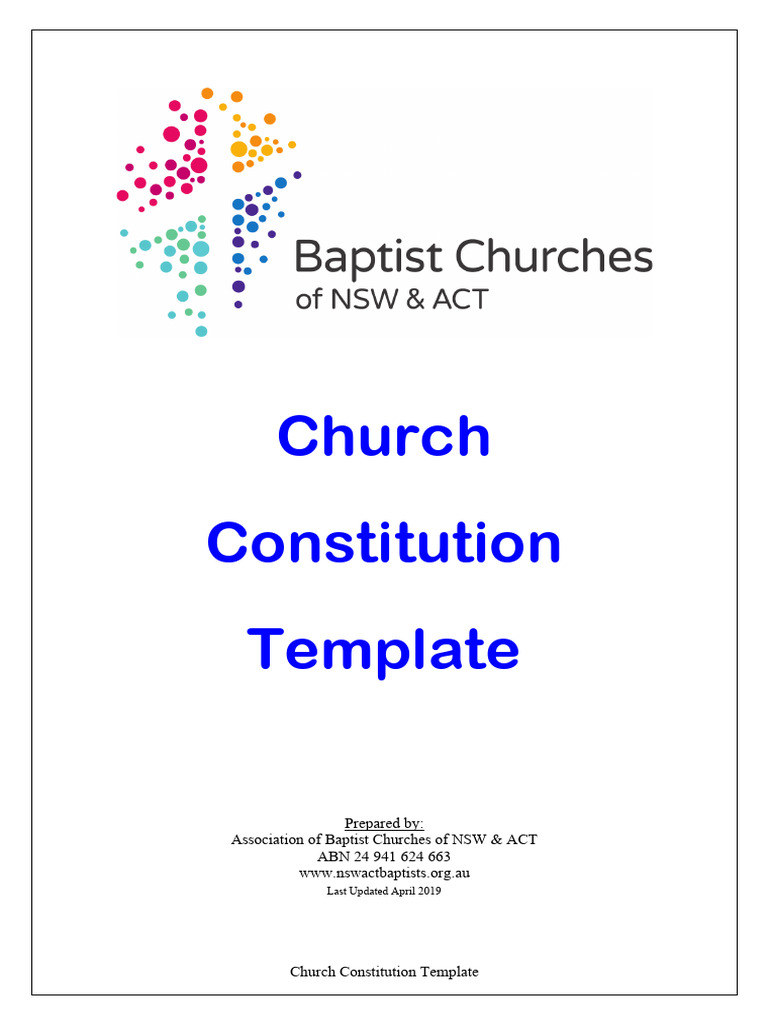 Constitution Template 2019 Update | PDF | Christian Church | Baptism