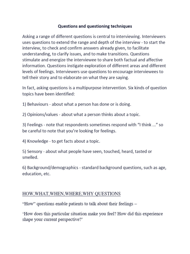 Questions and Questioning Techniques | PDF