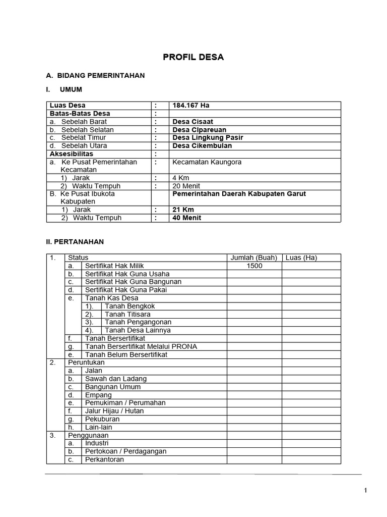 Survey Toponimi Profil Desa | PDF