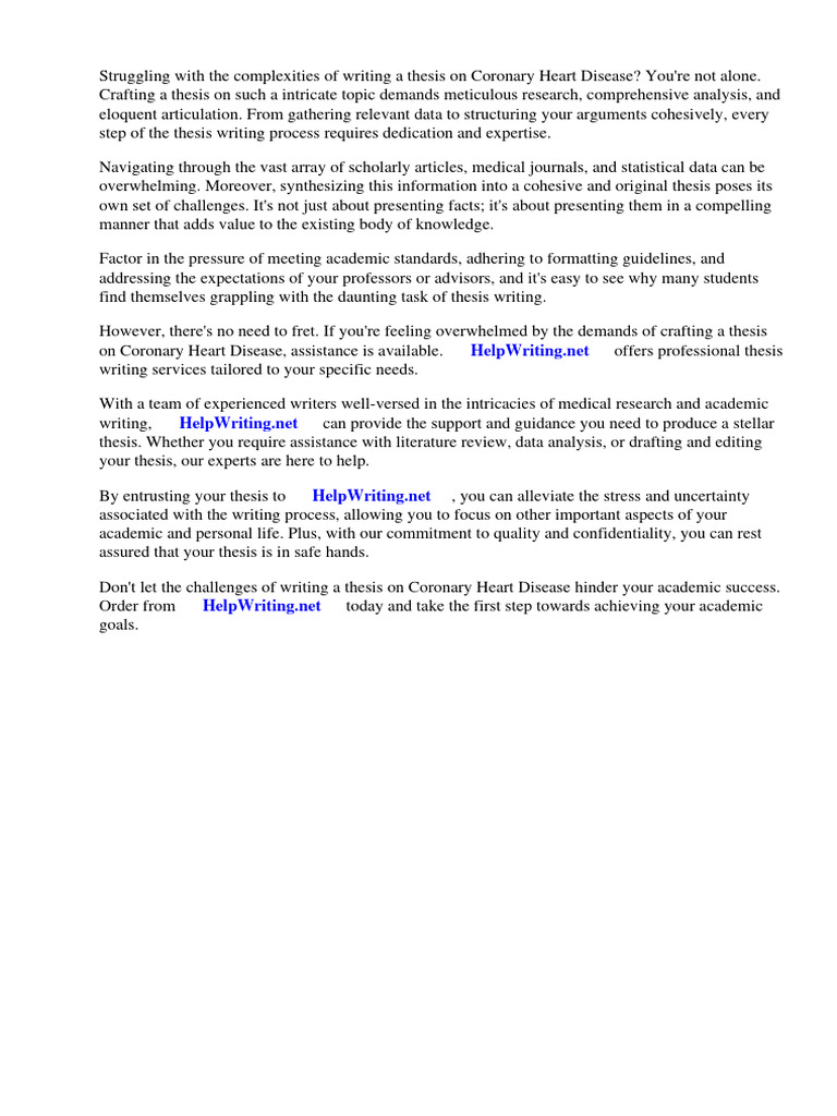 Thesis On Coronary Heart Disease | Download Free PDF | Coronary Artery Disease | Heart