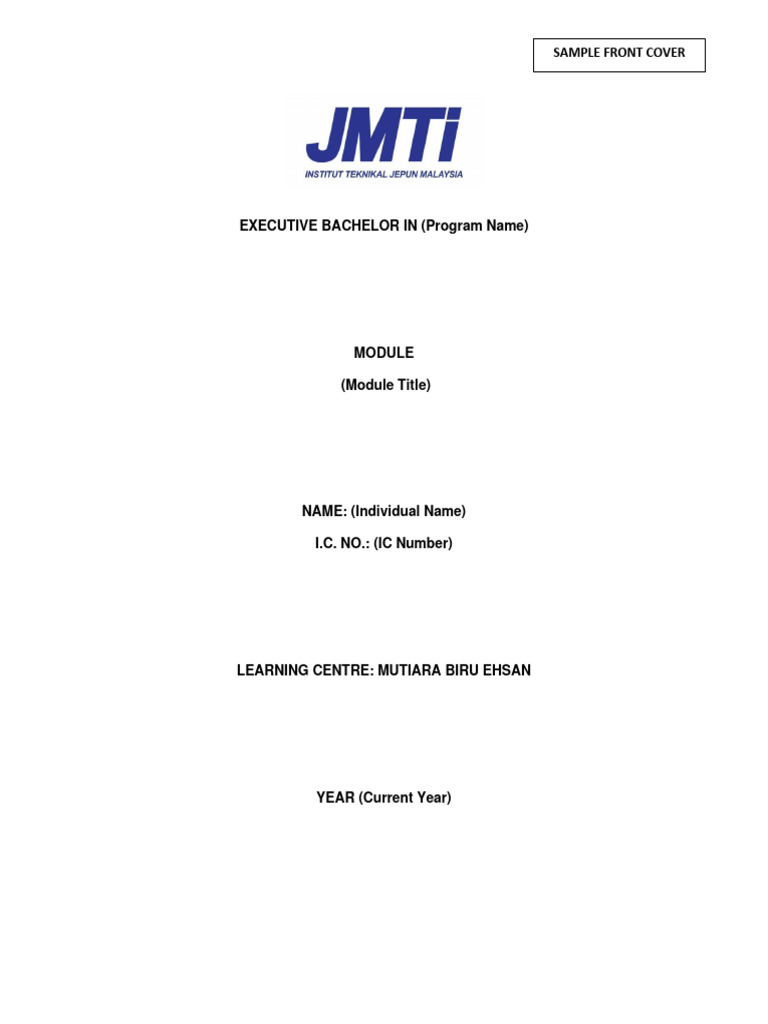 JMTI Bachelor Assignment Format | PDF