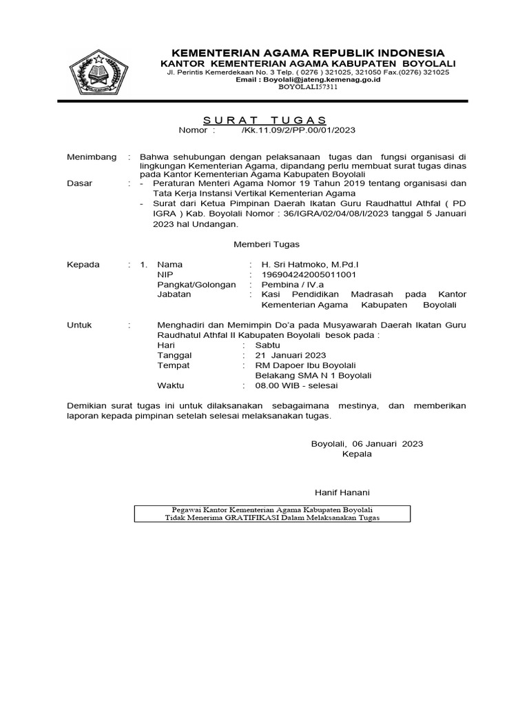 Surat Tugas 2023 New1 | PDF