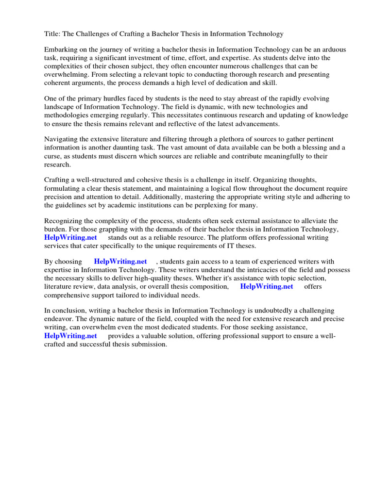 Bachelor Thesis Information Technology | PDF
