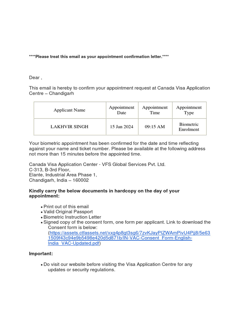 Biometric Confirmation Letter | PDF | Career & Growth | Finance & Money ...