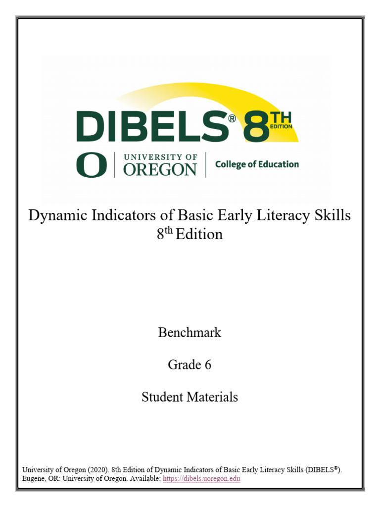 Dibels 8 Benchmark 6 Student 2020-1 | PDF | Helen Keller