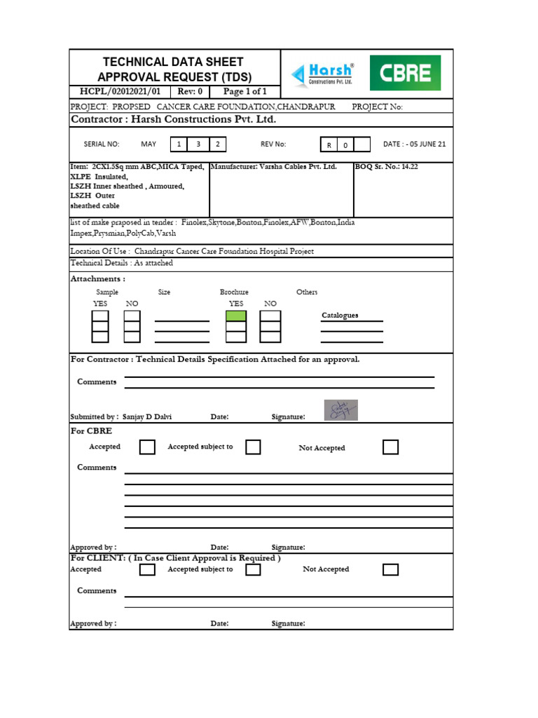 TDS 132 For Approval of 2CX1.5Sq MM ABC, MICA R0 With Norms | PDF ...