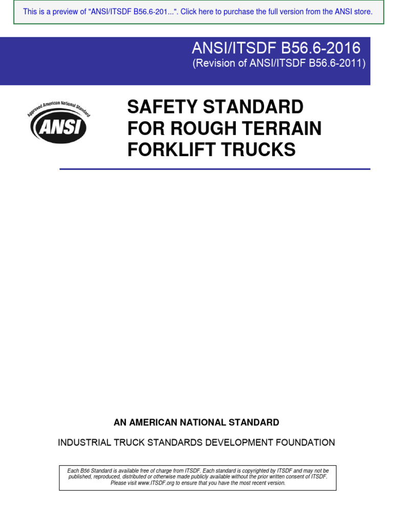 Preview ANSI+ITSDF+B56.6-2016 | PDF | Forklift | Safety