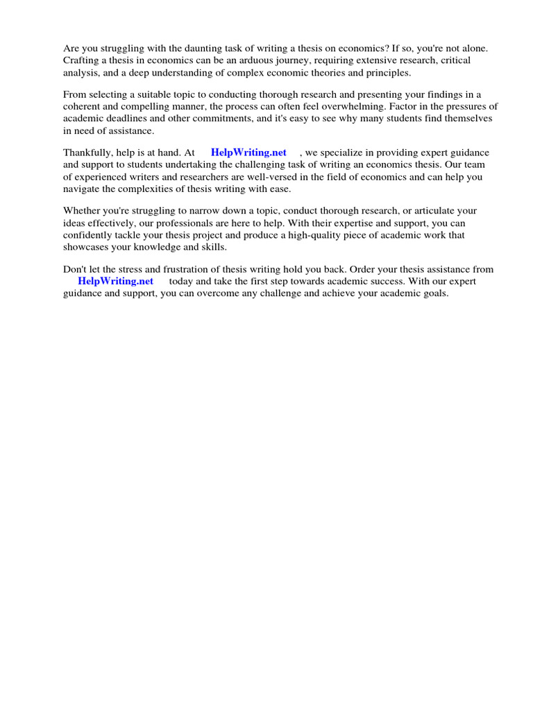 Economics Thesis Writing Help | PDF | Economics | Economies
