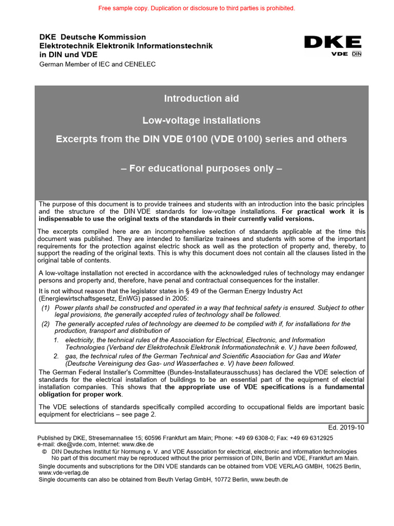Introduction to DIN VDE Standards | PDF | Electrical Wiring ...
