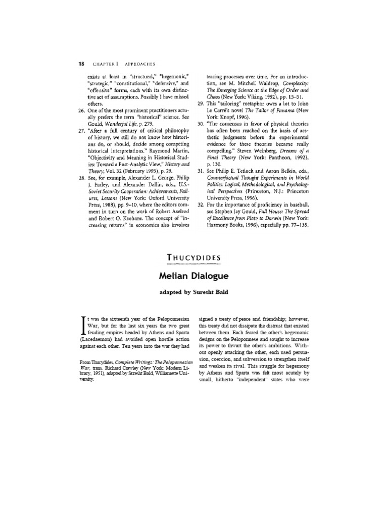 Week 1 Thusydides Melian Dialogue Adapted by Suresht Bald | PDF